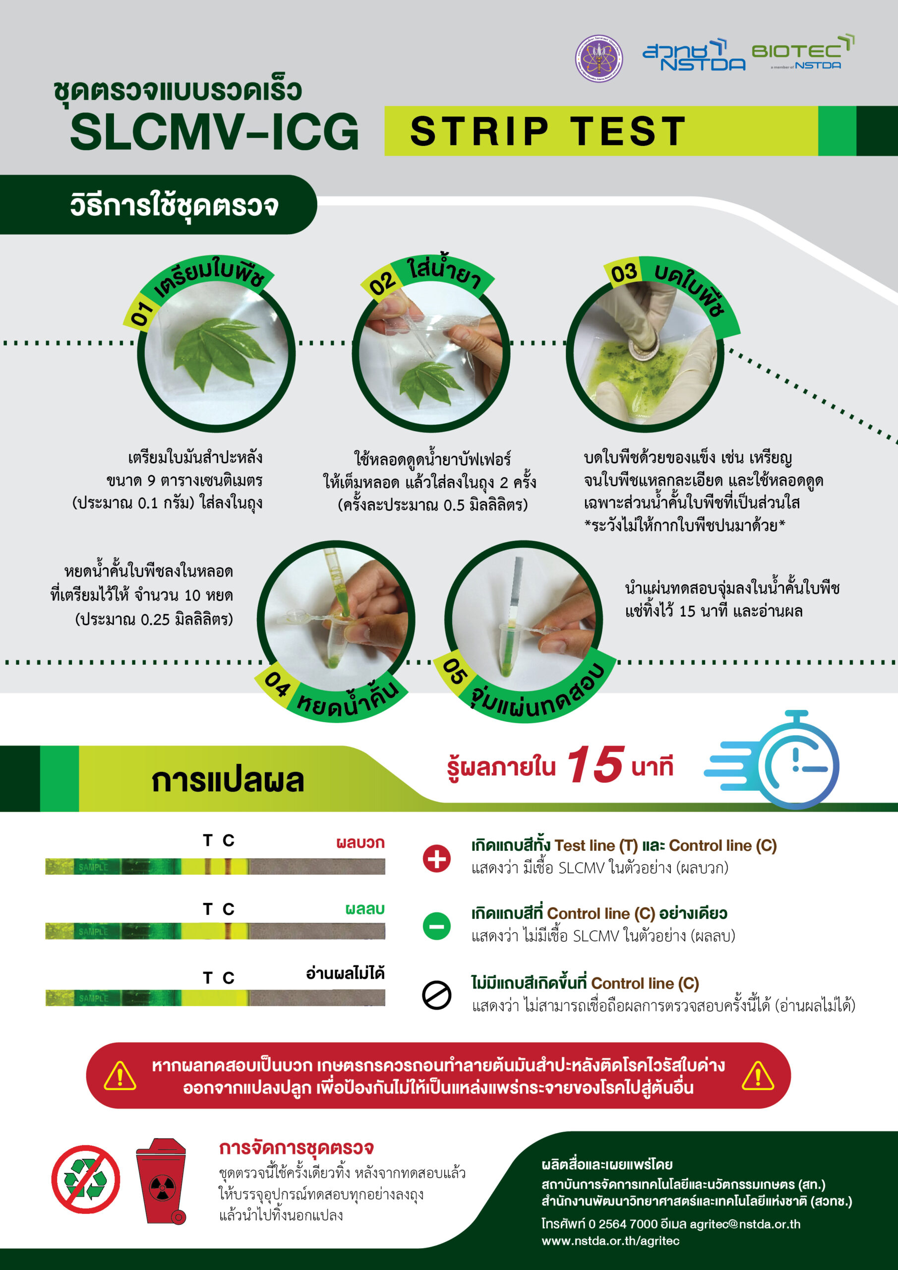 ชุดตรวจแบบรวดเร็ว SLCMV-ICG strip test สำหรับตรวจวินิจฉัยเชื้อ SLCMV ใน ...