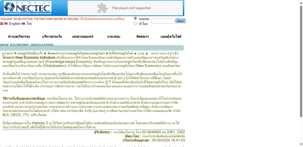 เว็บไซต์ Web NECTEC เก่าหน้า โครงการ New Economy Indicators – จดหมายเหตุ สวทช.