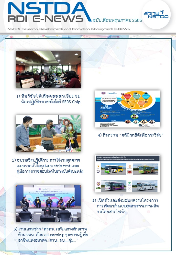 NSTDA RDI e-NEWS ฉบับเดือนพฤษภาคม 2565 – จดหมายเหตุ สวทช.