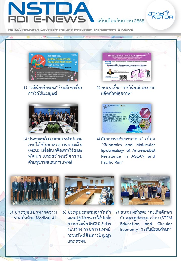 NSTDA RDI e-NEWS ฉบับเดือนกันยายน 2566 – จดหมายเหตุ สวทช.