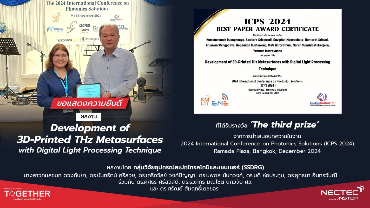 กลุ่มวิจัยอุปกรณ์สเปกโทรสโกปีและเซนเซอร์ เนคเทค และ กลุ่มวิจัยการออกแบบเชิงวิศวกรรมและการคำนวณ ...