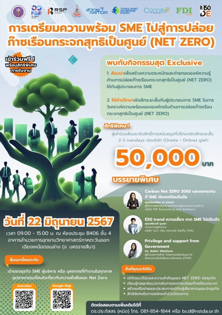 การเตรียมความพร้อม SME ไปสู่การปล่อยก๊าซเรือนกระจกสุทธิเป็นศูนย์ (Net Zero) - NSTDA